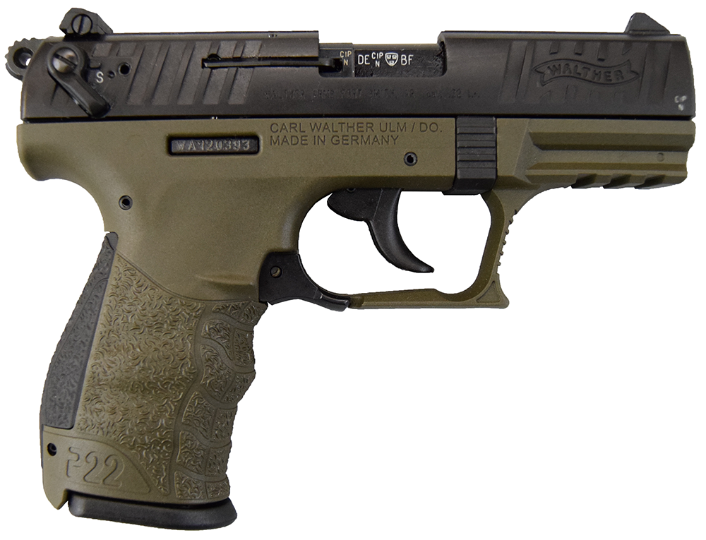 Walther P22 Pistol .22 LR 3.42in Threaded Barrel 10rd Military OD Green ...